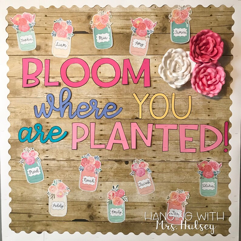 Floral Farmhouse Welcome Back to School Bulletin Board - Floral Class ...