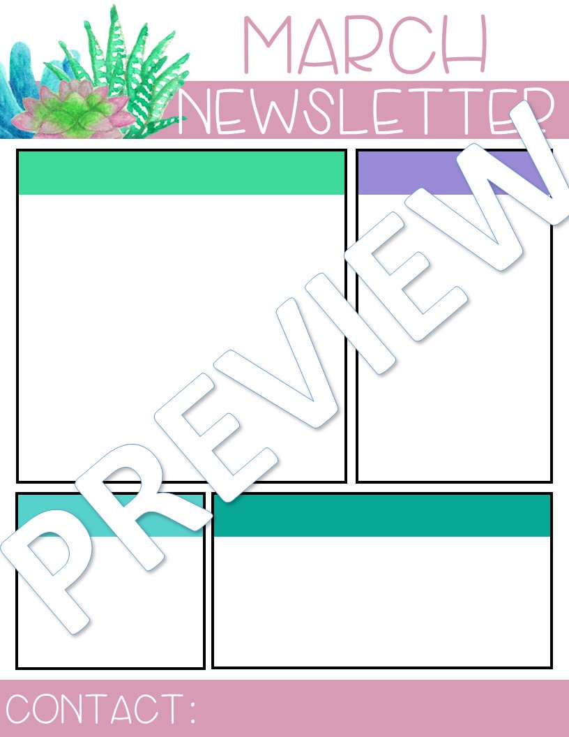 Succulent Class Newsletter Templates - Etsy
