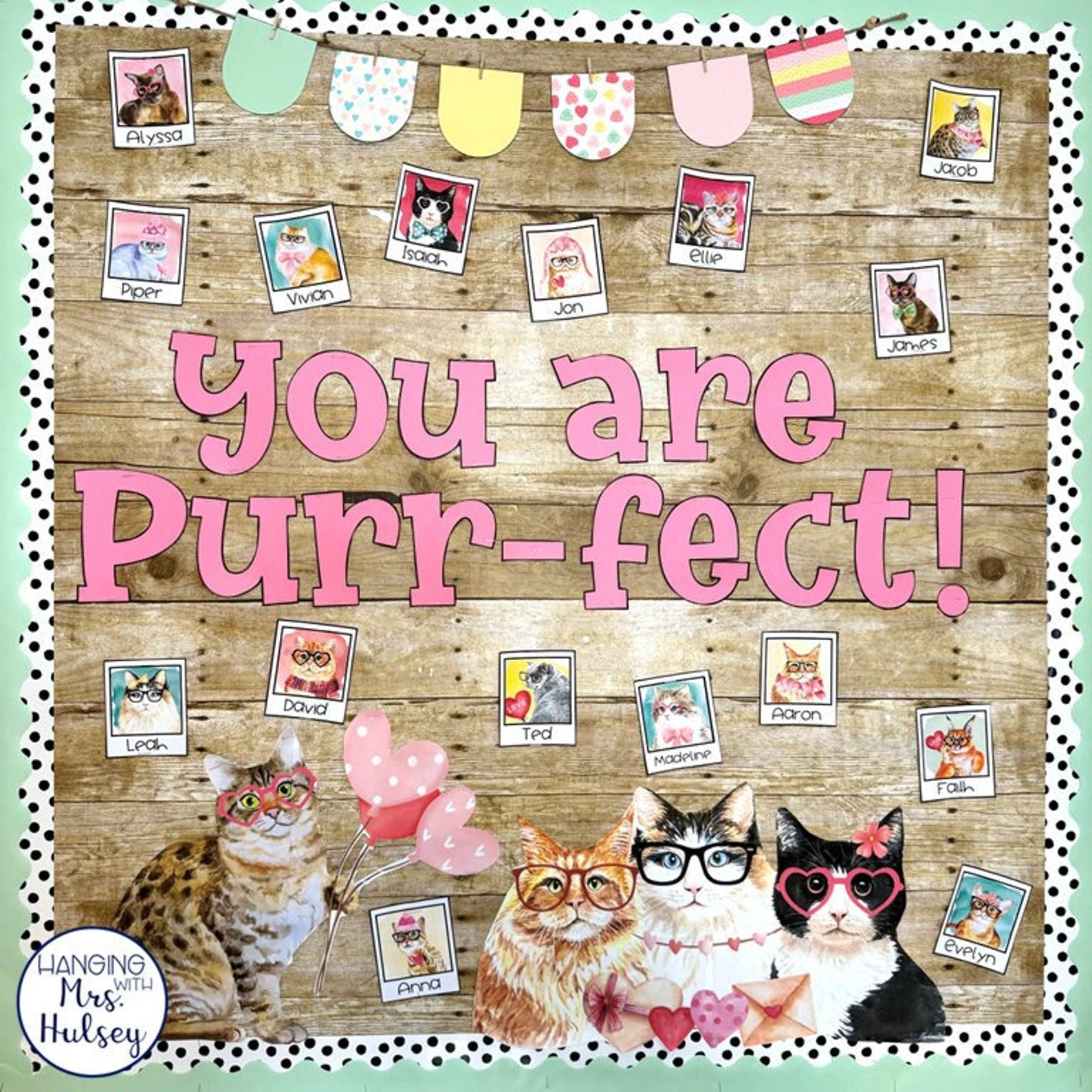 Valentine's Day Bulletin Board - Hipster Cat - Etsy