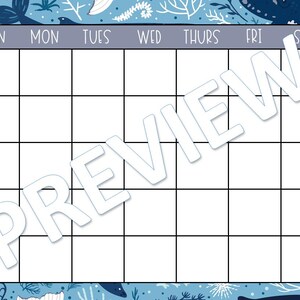 Ocean Large Wall Calendar - Class Calendar - Ocean Class Decor - Ocean ...