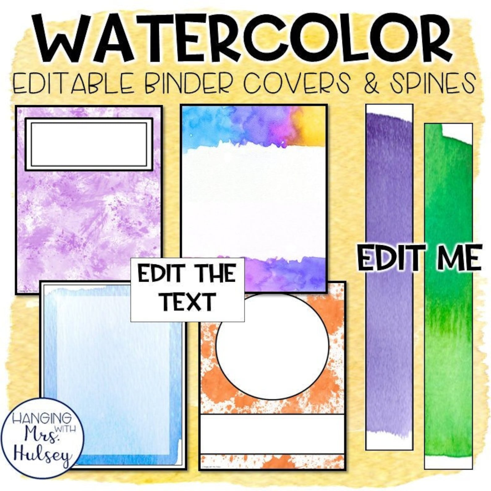 Watercolor Binder Covers and Spine Labels - Watercolor Decor ...