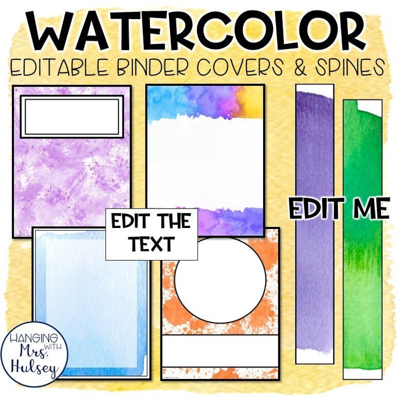 Watercolor Binder Covers and Spine Labels - Watercolor Decor ...