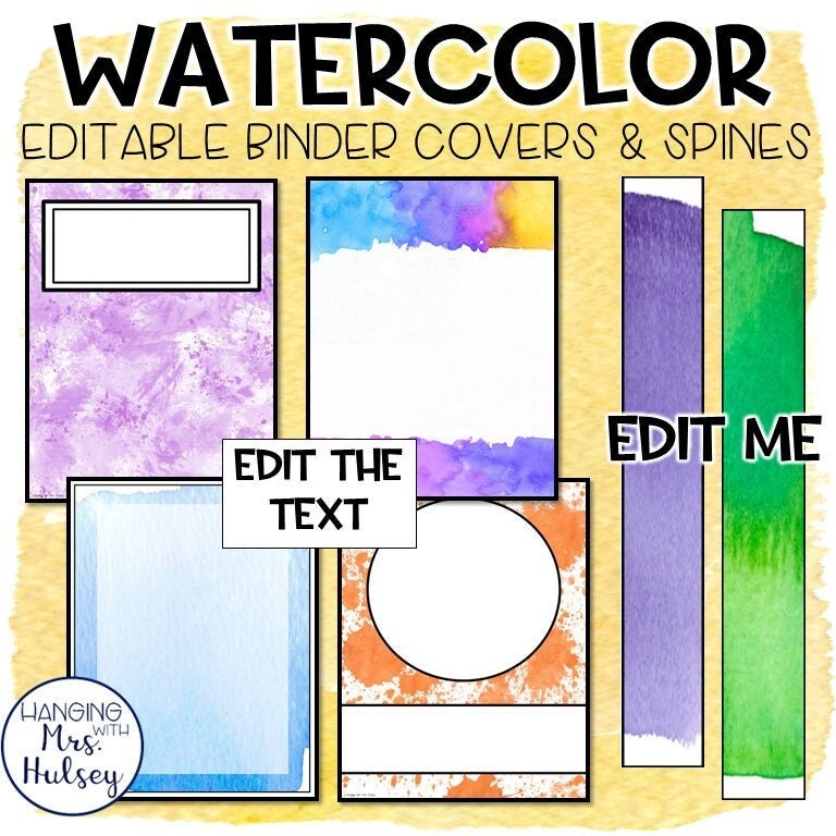 Watercolor Binder Covers and Spine Labels - Watercolor Decor ...