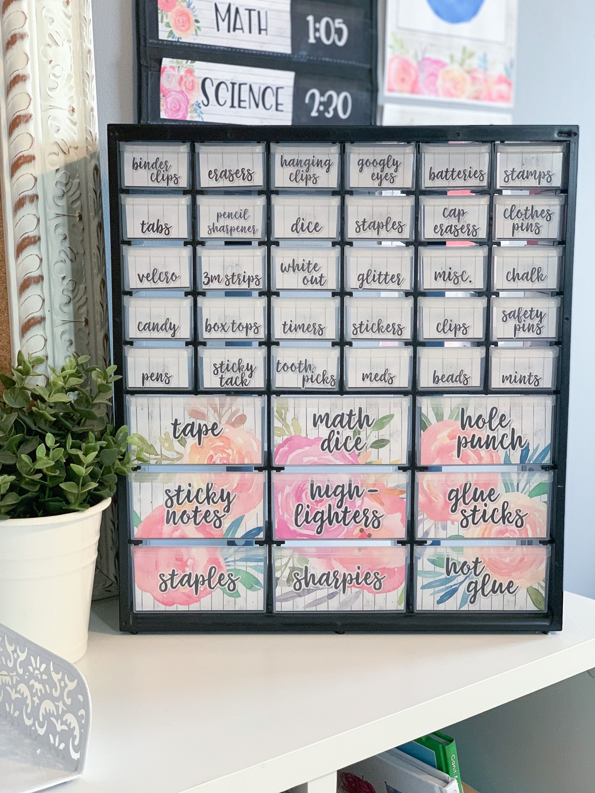 Floral Teacher Toolbox Labels: Farmhouse Classroom Decor (editable) - Etsy