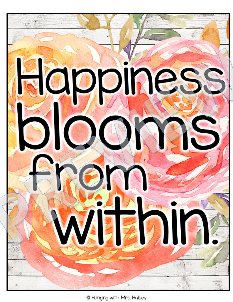 Floral Motivational Posters: Farmhouse Classroom Decor (digital ...