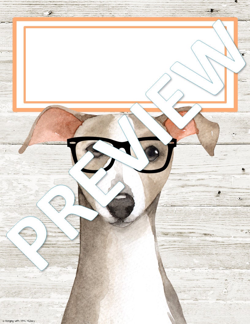 Hipster Dogs Binder Covers: Watercolor Dog Classroom Decor (editable ...