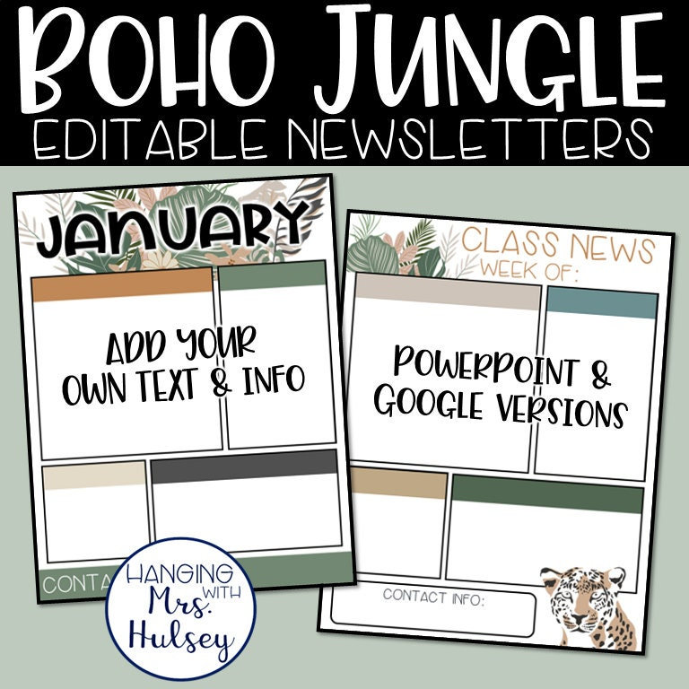 Boho Jungle Class Newsletter Templates - Etsy