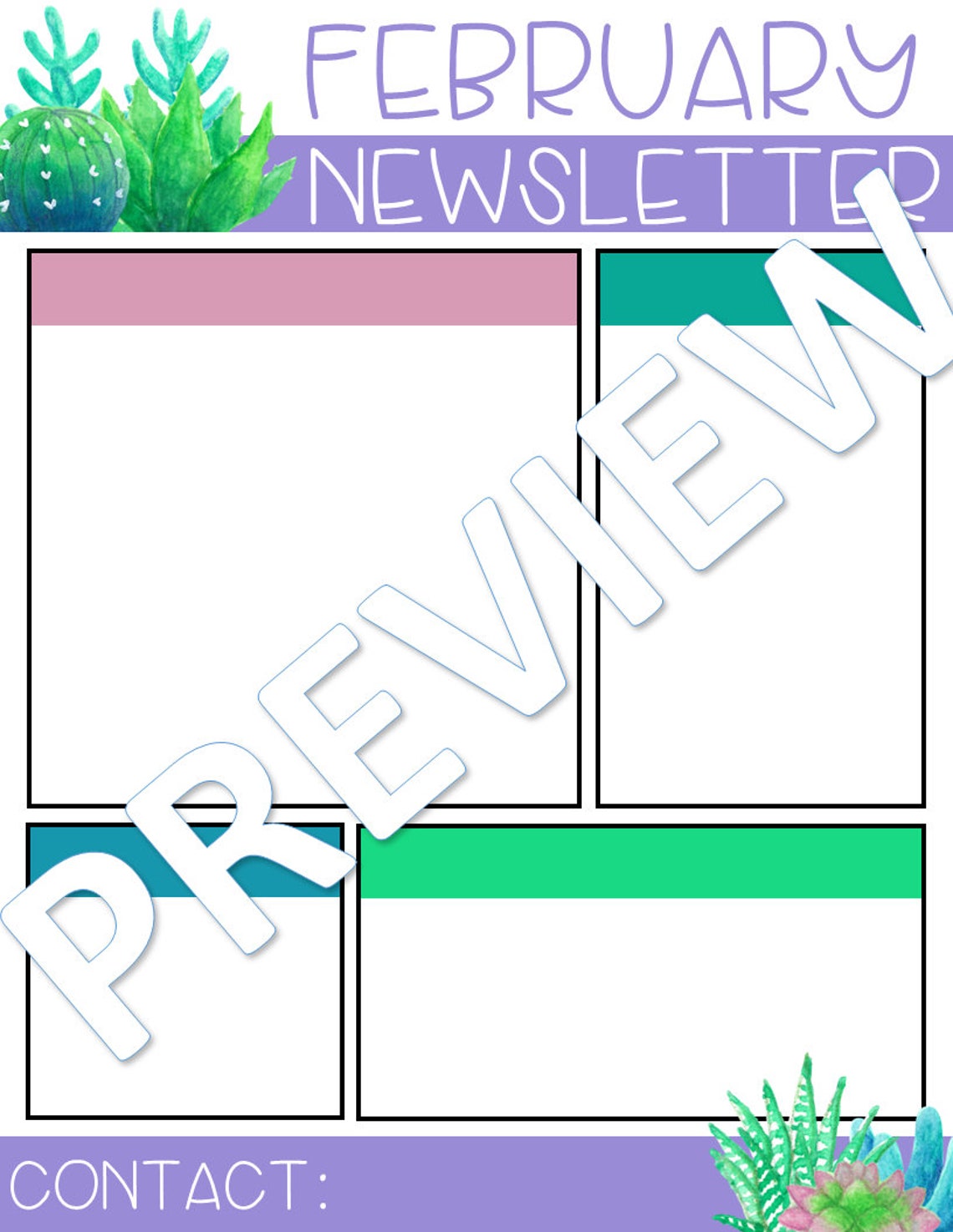 Succulent Class Newsletter Templates - Etsy