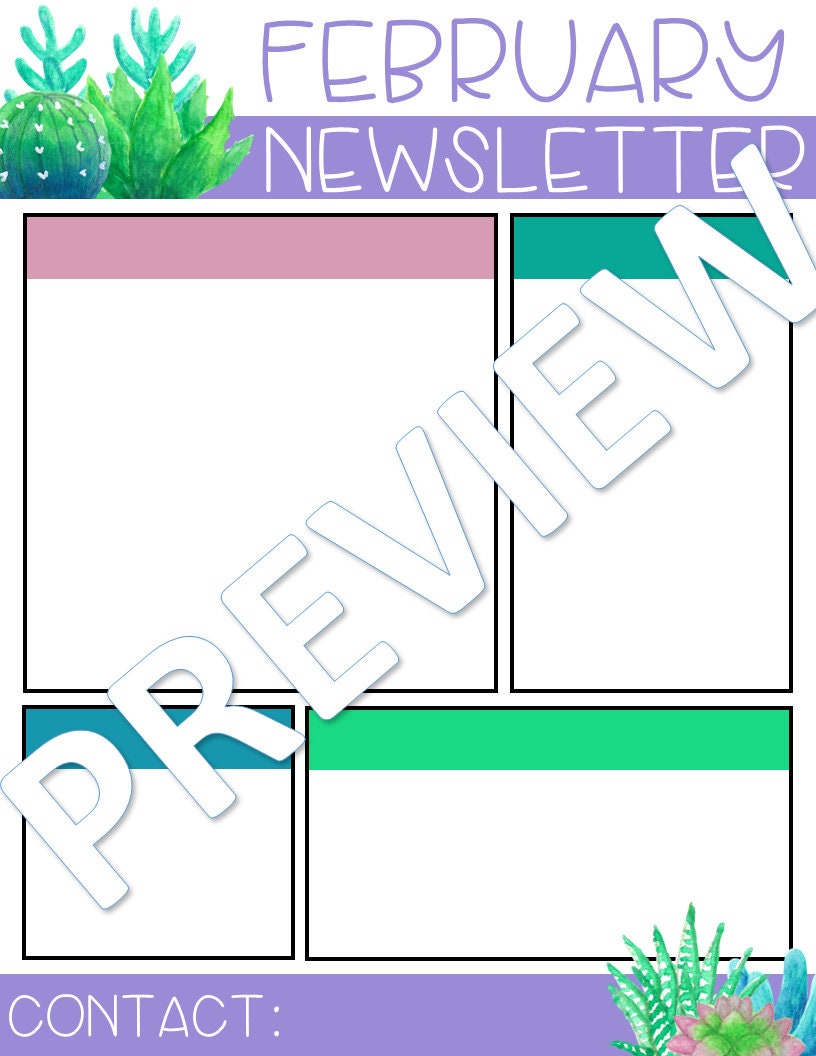 Succulent Class Newsletter Templates - Etsy