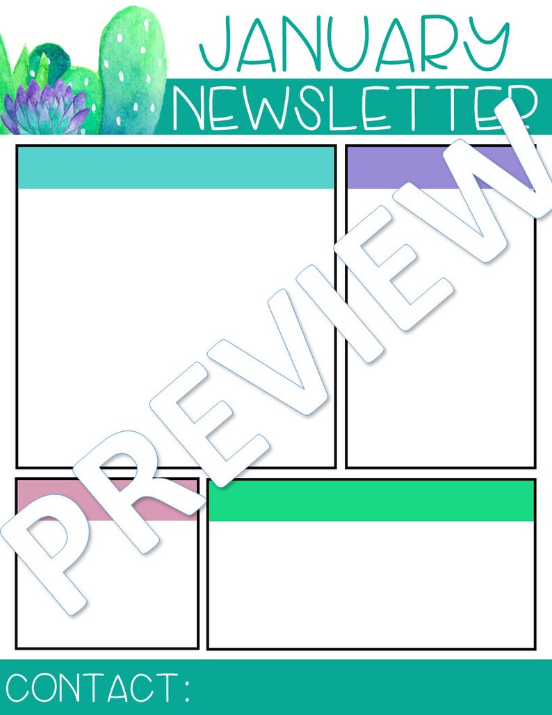 Succulent Class Newsletter Templates - Etsy