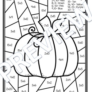 Fall Halloween Math: Multiply and Color 3rd Grade (PDF Pattern) - Etsy