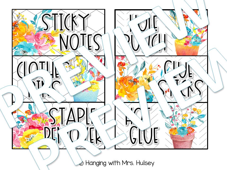 Bright Floral Teacher Toolbox Labels - Etsy