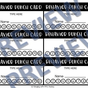 Editable Classroom Reward Punch Cards: Math, Reading, Behavior (digital ...
