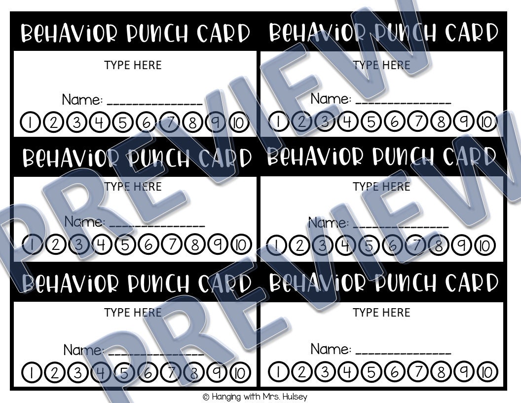 Editable Reward Punch Cards - Etsy