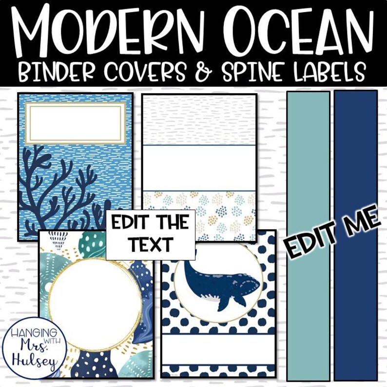 Ocean Binder Covers and Spine Labels - Etsy