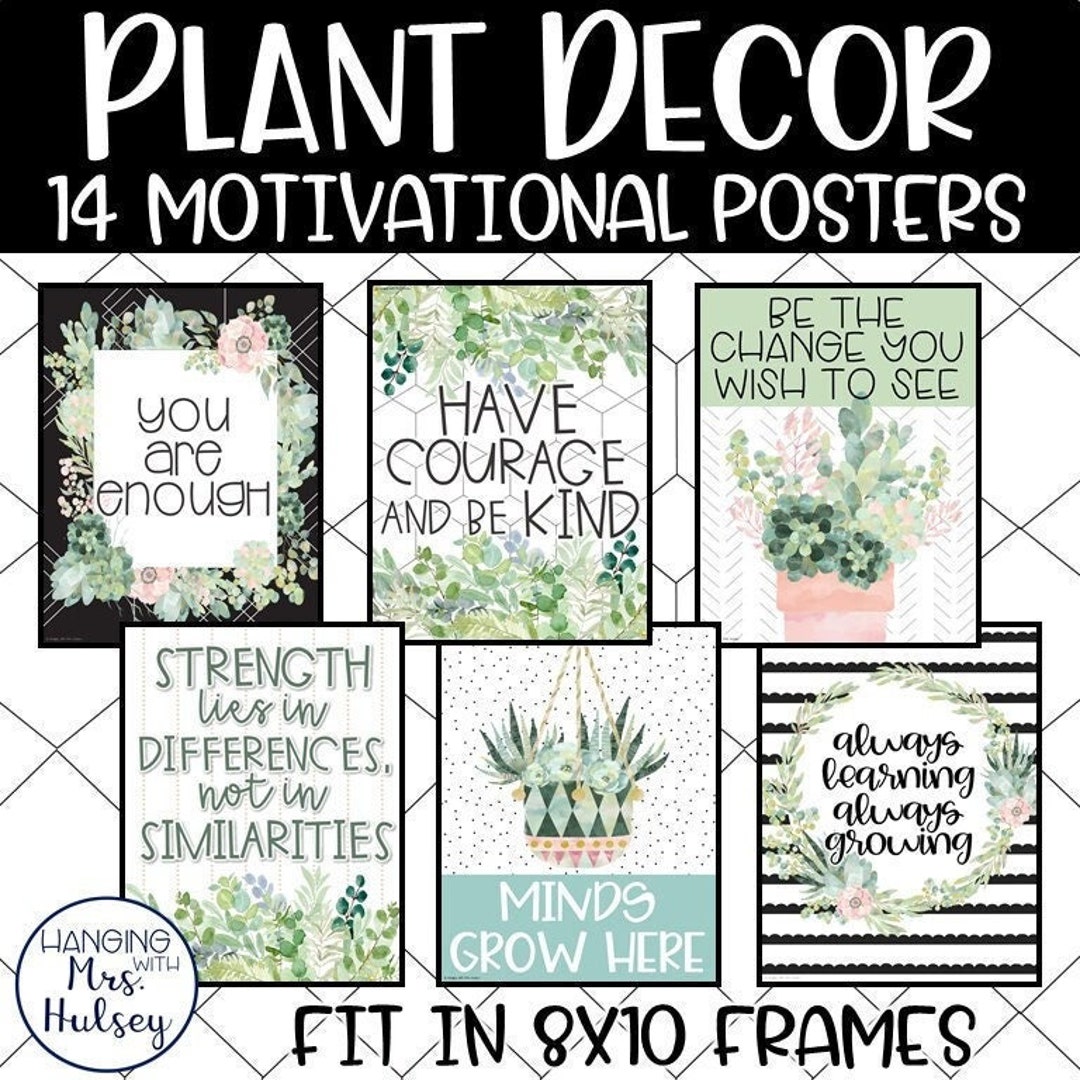 Plant Decor Motivational Posters: Farmhouse Classroom Decor (digital ...