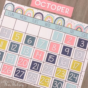 Boho Rainbow Classroom Calendar: Large Wall Decor (digital Download) - Etsy