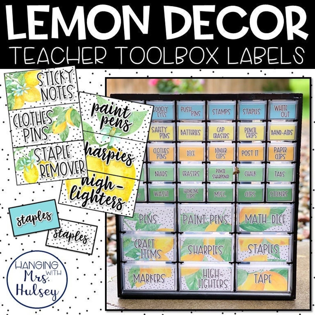 Lemon Teacher Toolbox Labels - Lemon Class Decor - Lemon Decor - Lemon ...
