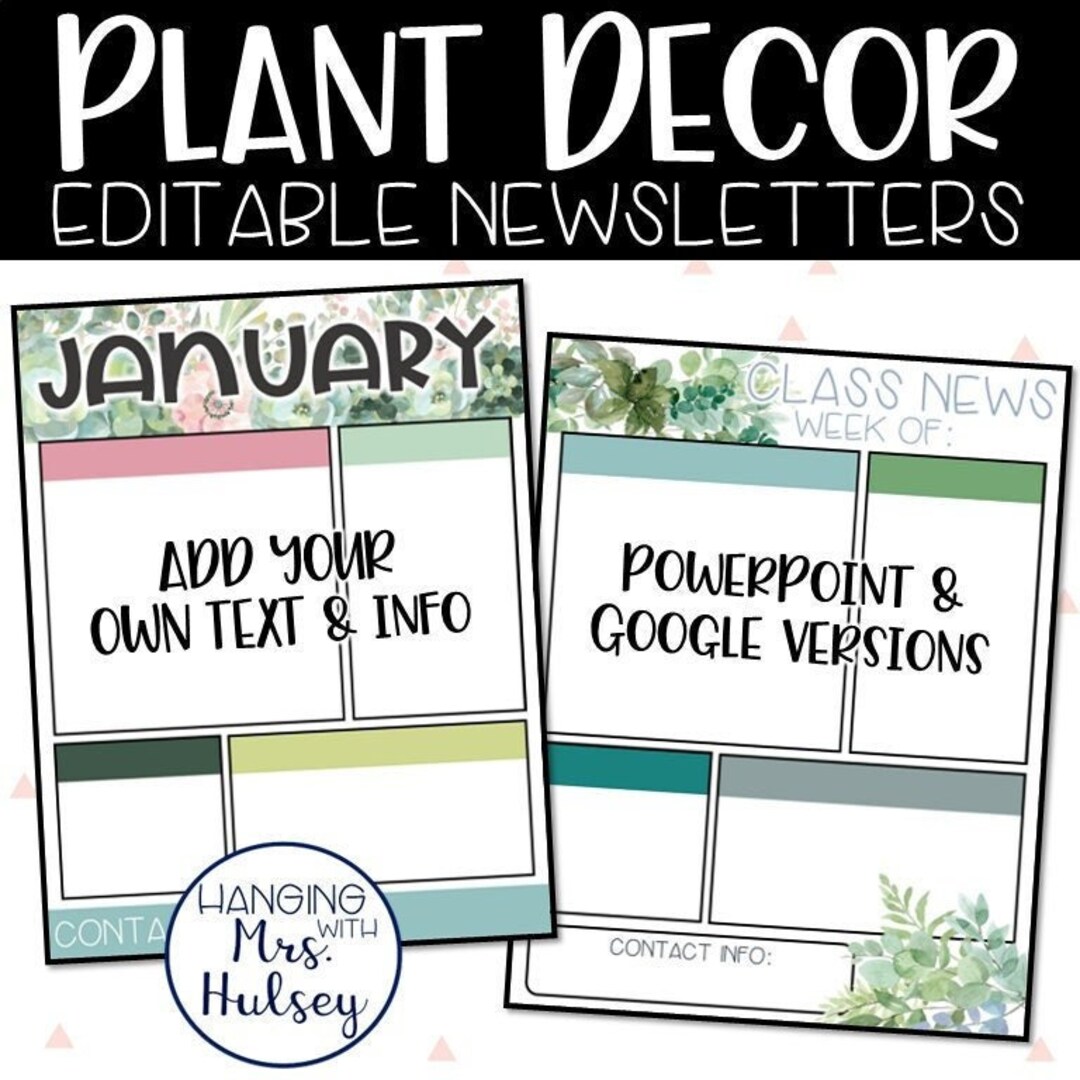 Plant Class Newsletter Templates - Plant Classroom - Plant Class Decor ...