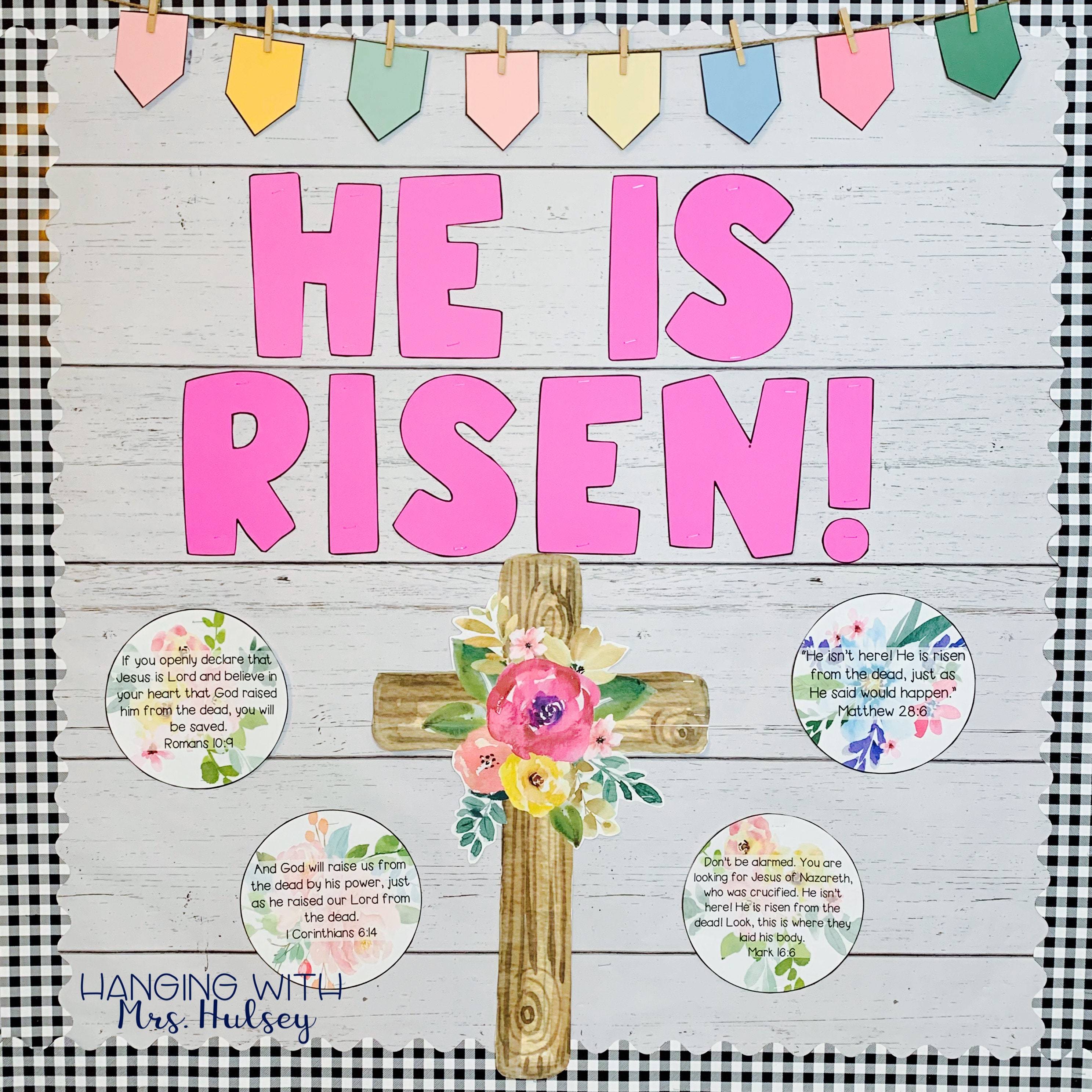 Easter Christian Bulletin Board: He is Risen Decor - Etsy