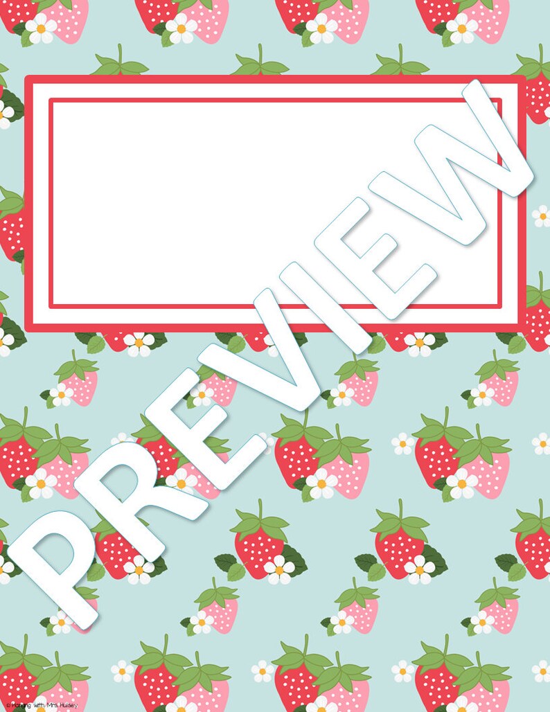 Strawberry Binder Covers and Spine Labels - Etsy