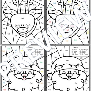 Christmas Math: Multiply and Color, 3rd Grade (PDF Download) - Etsy