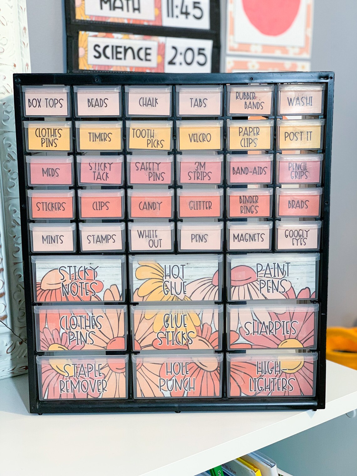 Retro Daisy Teacher Toolbox Labels - Etsy