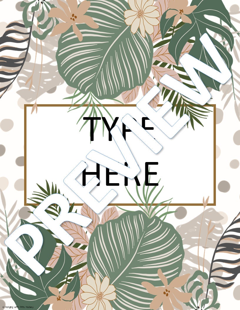 Boho Jungle Binder Covers and Spine Labels - Etsy