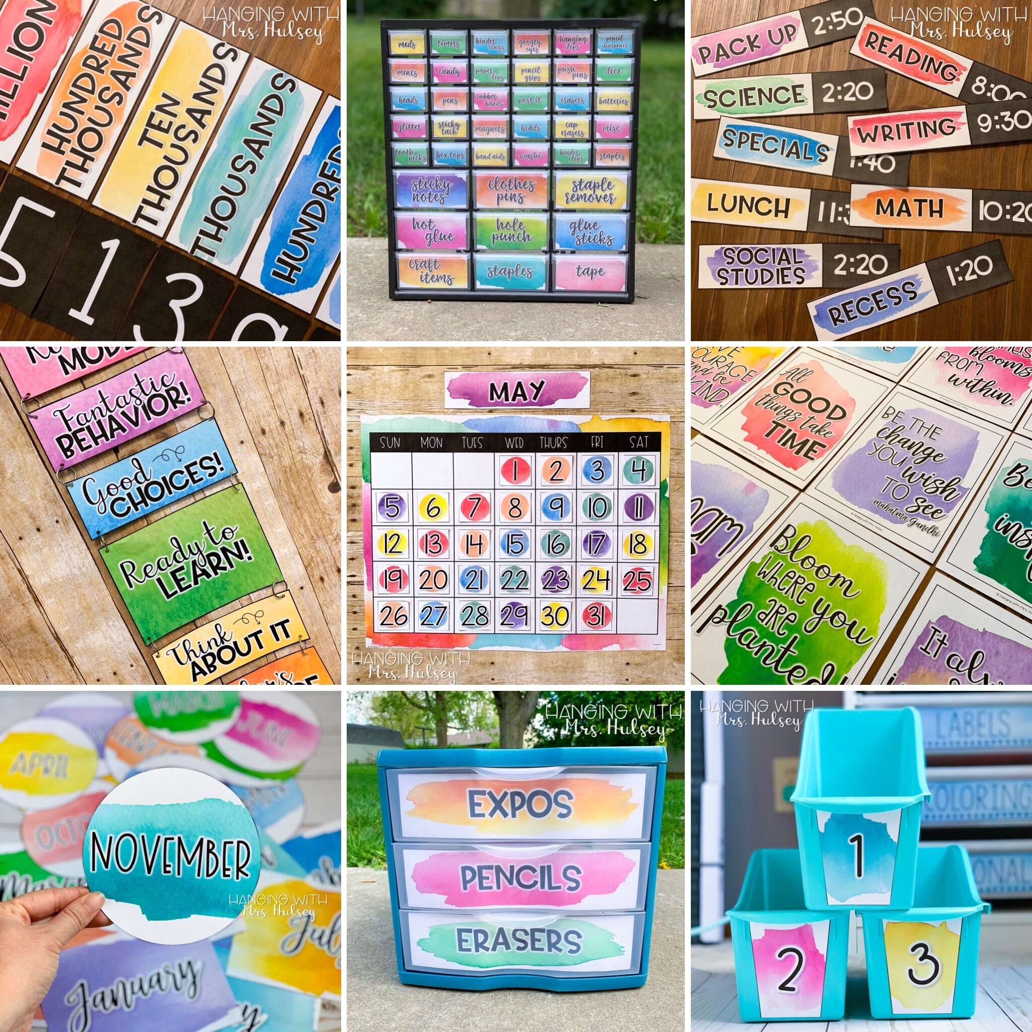 Watercolor Classroom Decor Bundle - Etsy