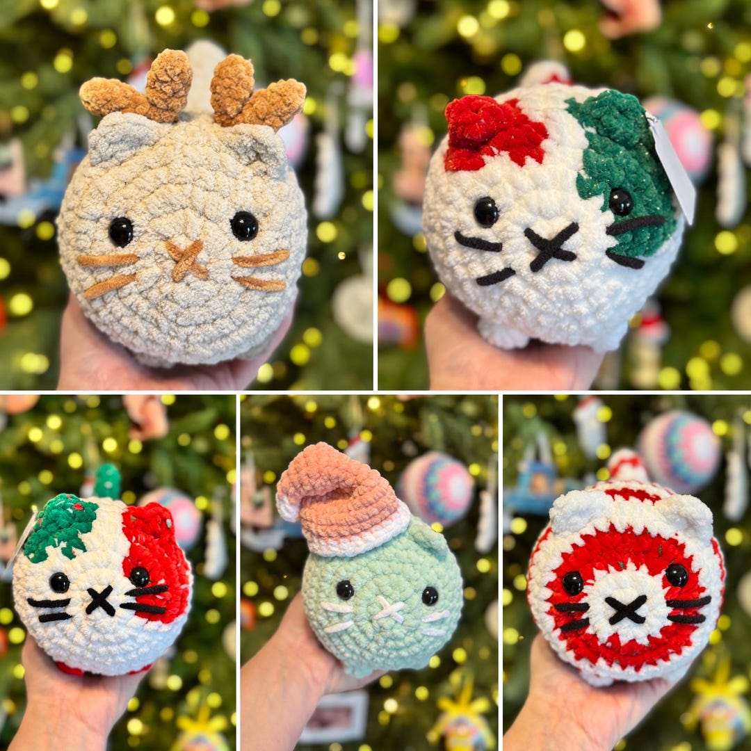 Crochet Christmas Cat - Christmas Kitty - Christmas Loaf Cat ...