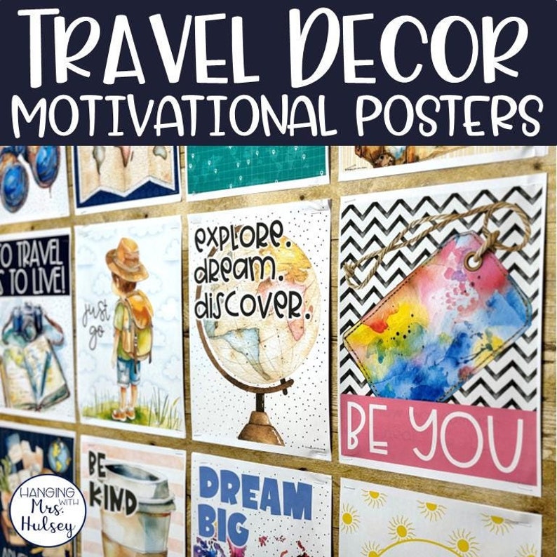 Travel Motivational Posters- Travel Classroom Decor - Travel Posters ...
