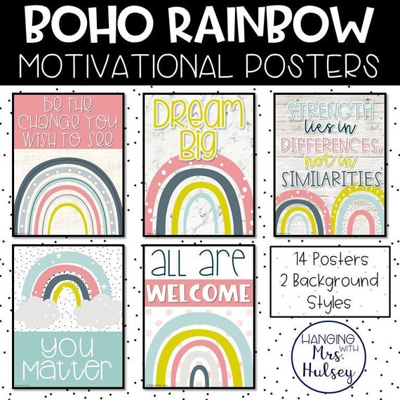 Boho Rainbow Motivational Posters - Etsy