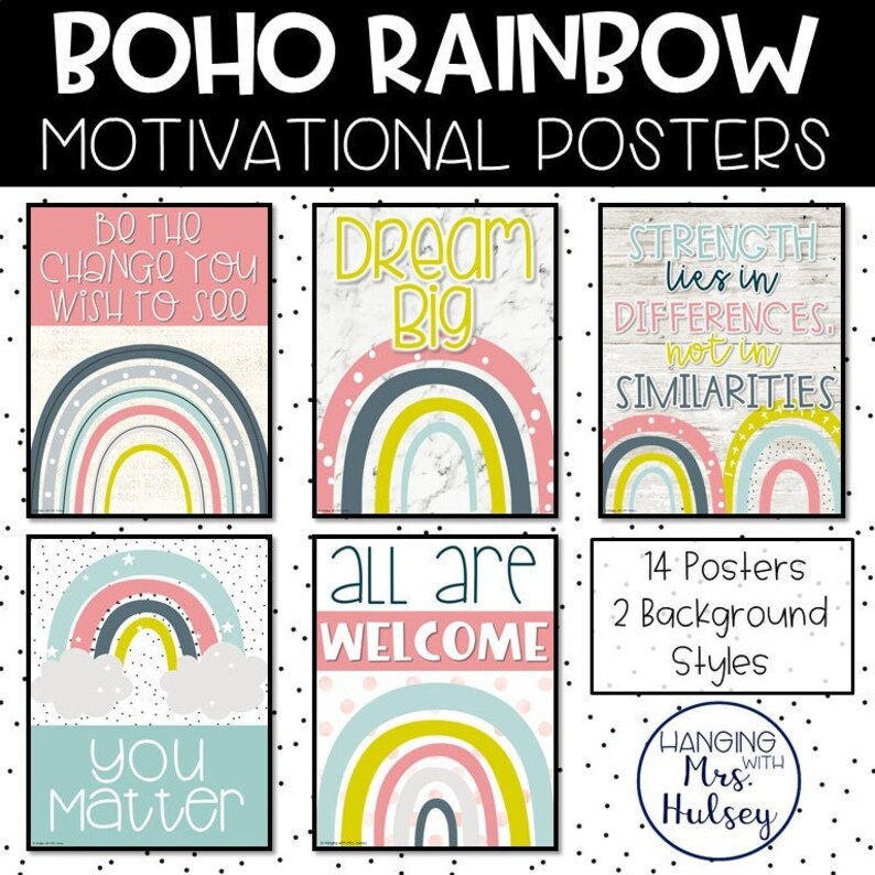 Boho Rainbow Motivational Posters - Etsy