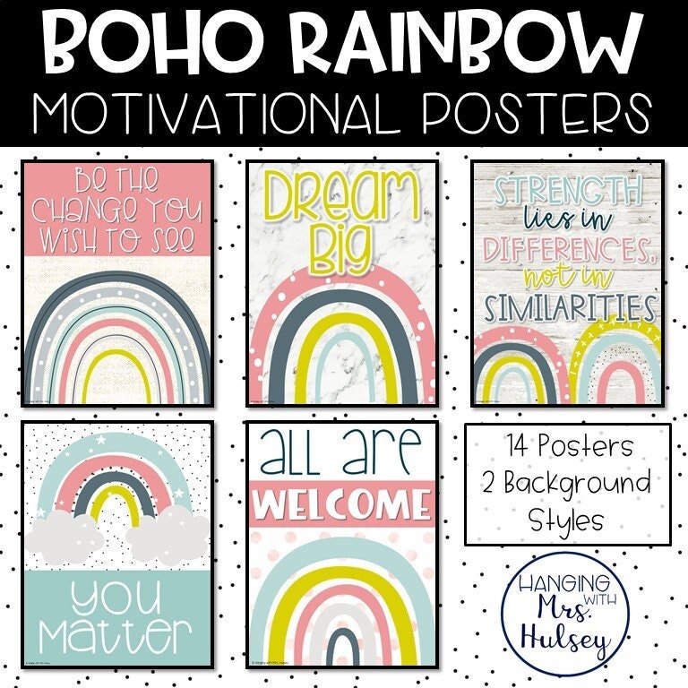 Boho Rainbow Motivational Posters - Etsy