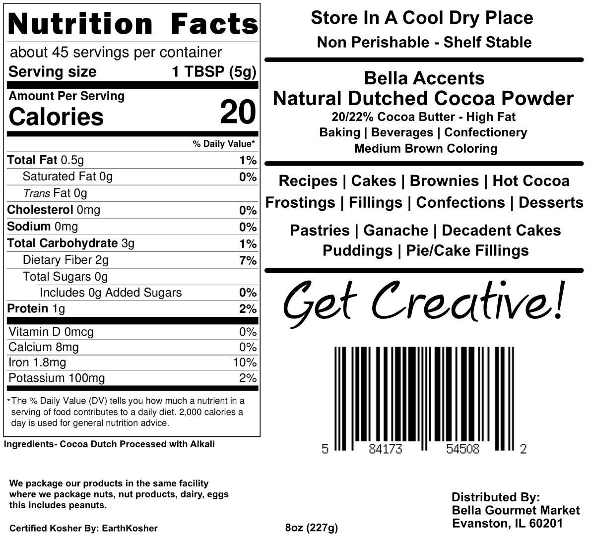 Dutch Process Cocoa Powder: 20-22% High Fat, Smooth Mellow Flavor - Etsy
