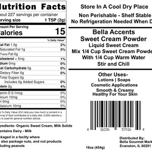 Sweet Cream Powder: 72% Butterfat, Natural Clean Label Baking ...