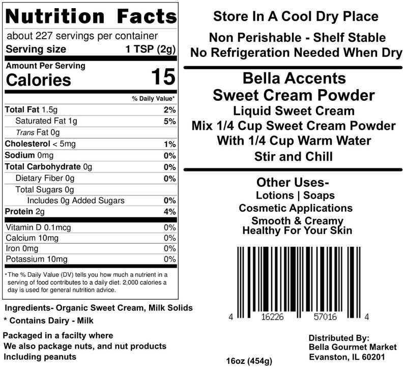 Sweet Cream Powder: 72% Butterfat, Natural Clean Label Baking ...