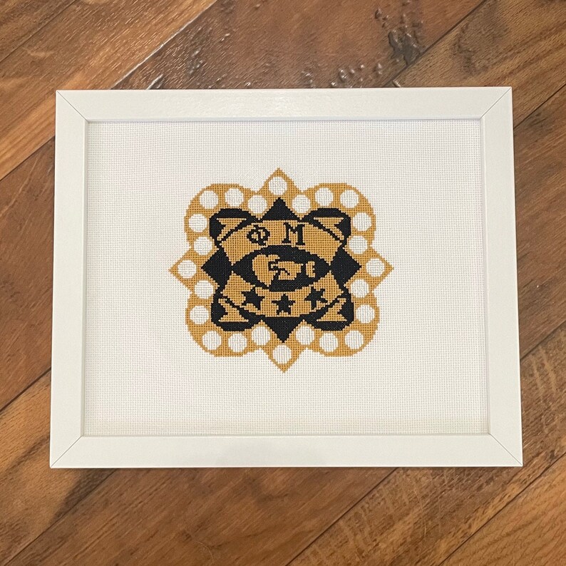 Phi Mu Badge Cross Stitch Pattern crown Pearl - Etsy