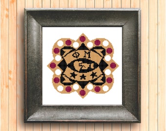 Phi Mu Badge Cross Stitch Pattern crown Pearl - Etsy