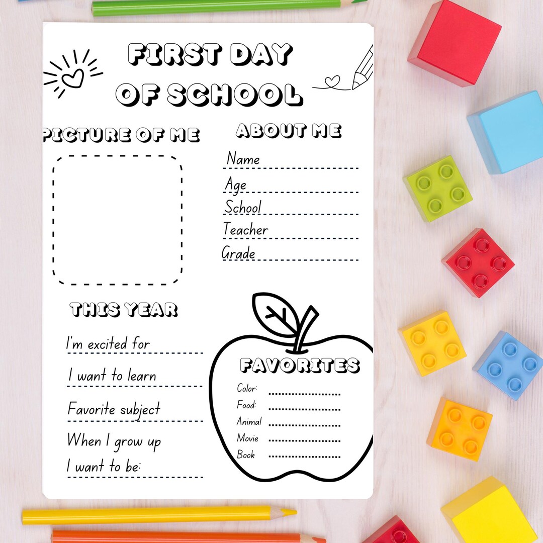 Printable First and Last Day of School Keepsake Coloring Worksheet ...