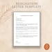 Resignation Letter Template | Editable | Professional Resignation ...
