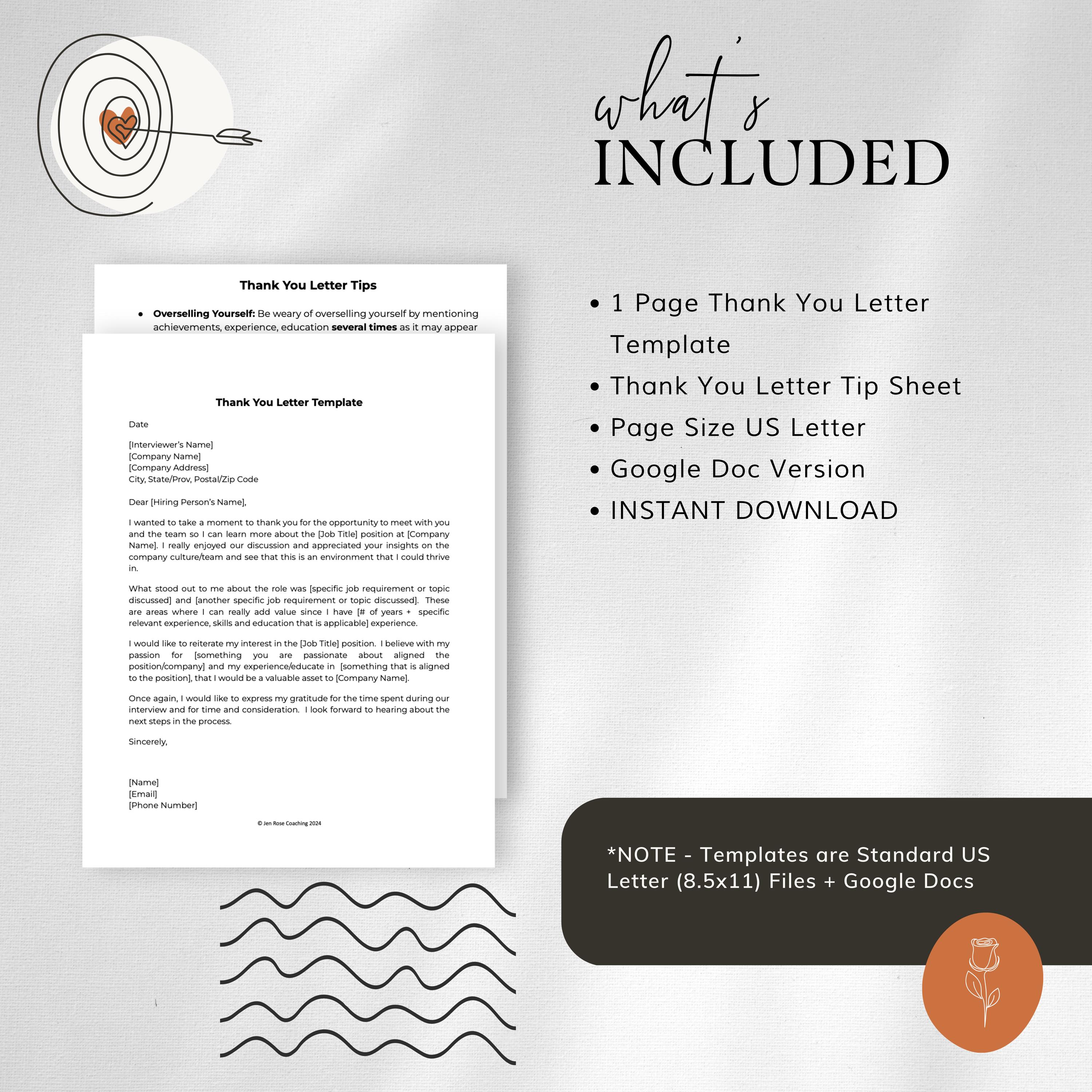 Interview Thank You Letter Template, Job Follow-up (digital Download ...