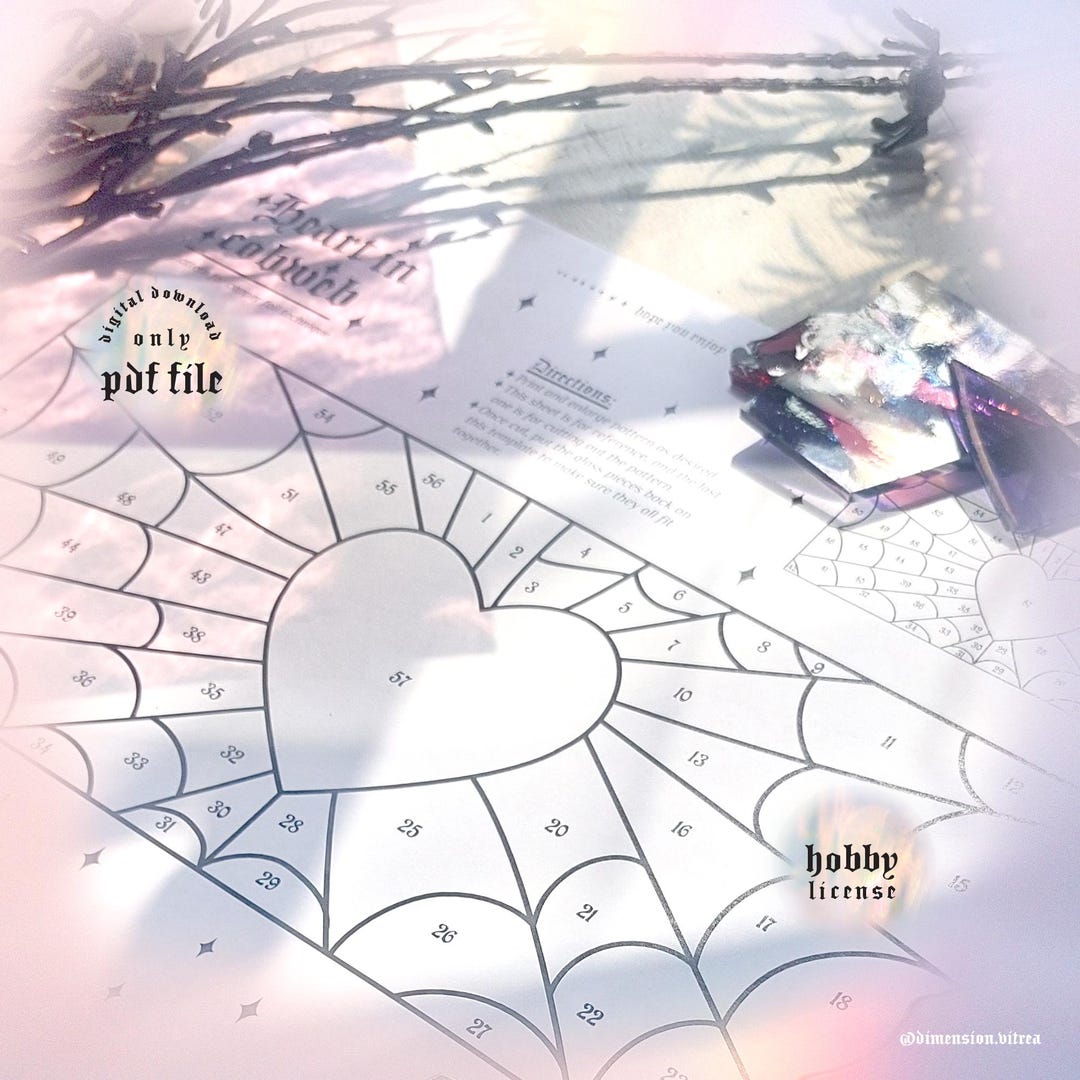 Heart on Spider Web Stained Glass Pattern Spider Web Pattern Halloween ...