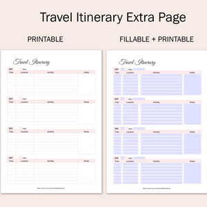 Pink Fillable Travel Planner Digital Printable, Travel Packing ...