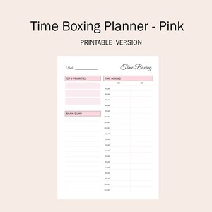 Pink Fillable Time Boxing or Blocking Digital Planner, Printable ...