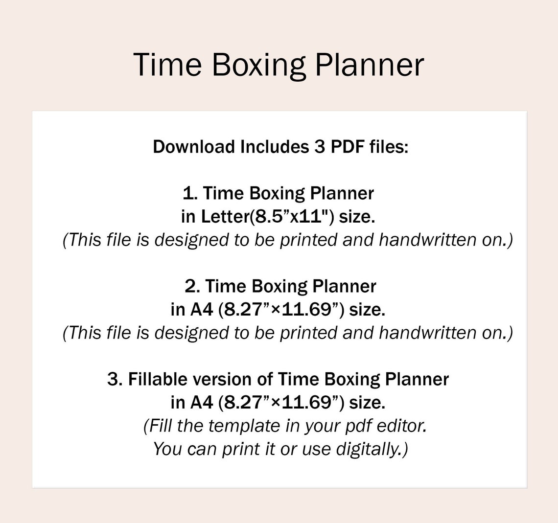 Pink Fillable Time Boxing or Blocking Digital Planner, Printable ...