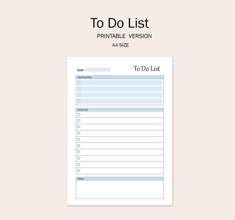 Fillable to Do List Planner, Printable, Blank Portrait Vertical Layout ...