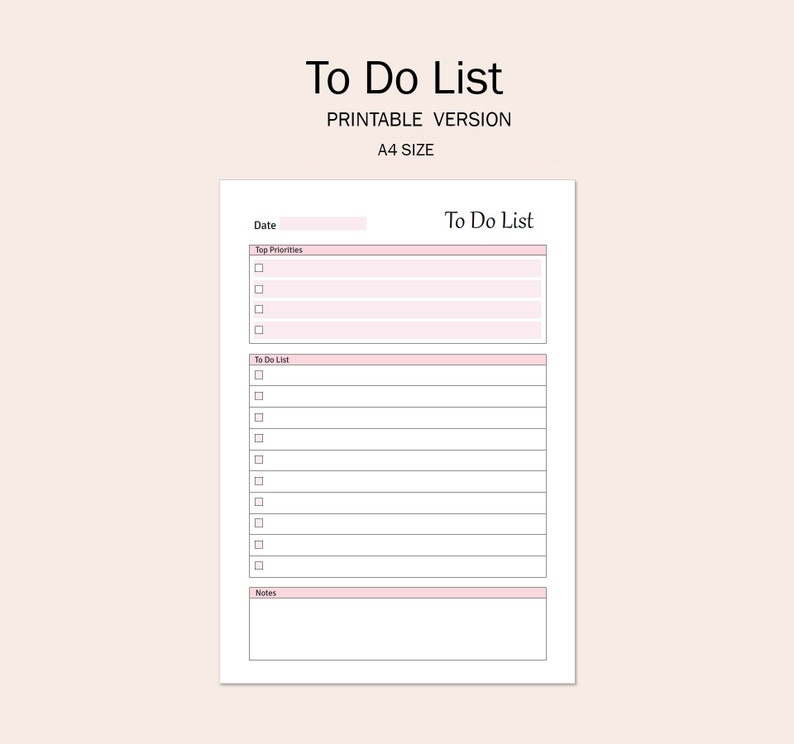 Fillable to Do List Planner, Printable, Blank Portrait Vertical Layout ...