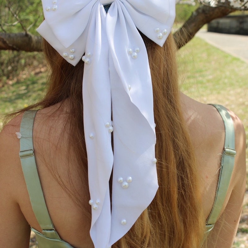 White Hair Bows - Etsy