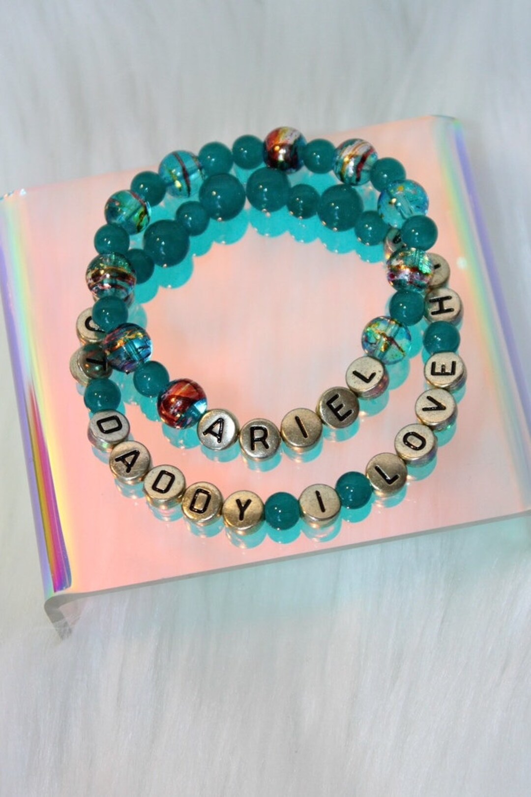 RTS Disney the Little Mermaid Ariel but Daddy I Love Him Bracelet Stack ...